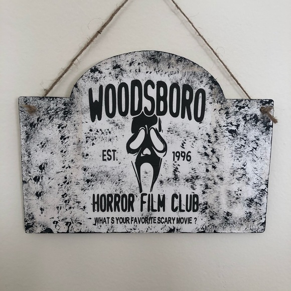 Holiday | 215 Woodsboro Horror Film Club Wood Sign | Poshmark